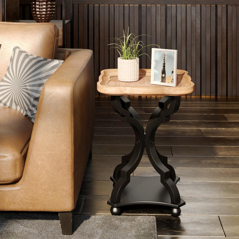 Ophelia & Co. Haag Rustic Farmhouse Cottage Core Accent End Table, Natural Tray Top Side Table ...